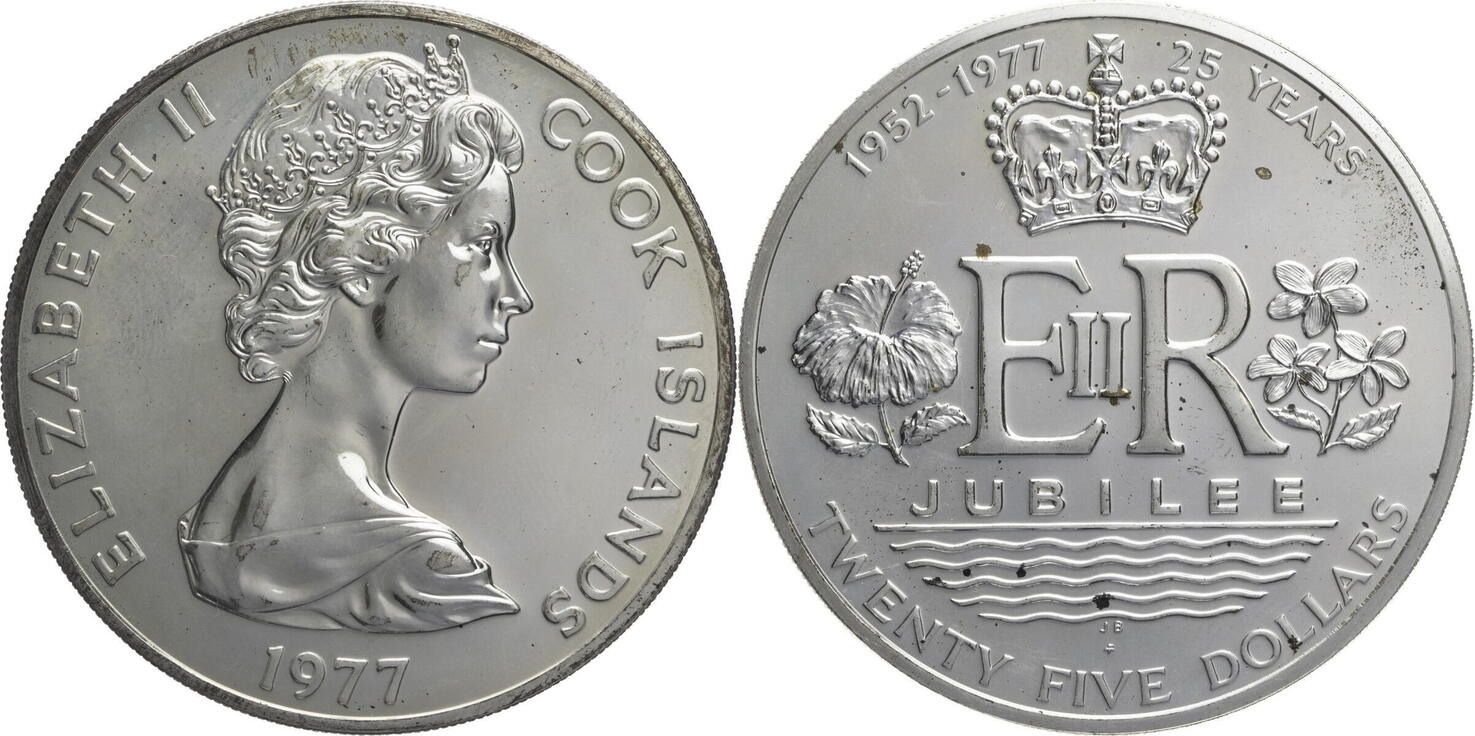 Cook Islands 25 Dollars 1977 Elisabeth II. - Auf das 25. Kronjubiläum ...