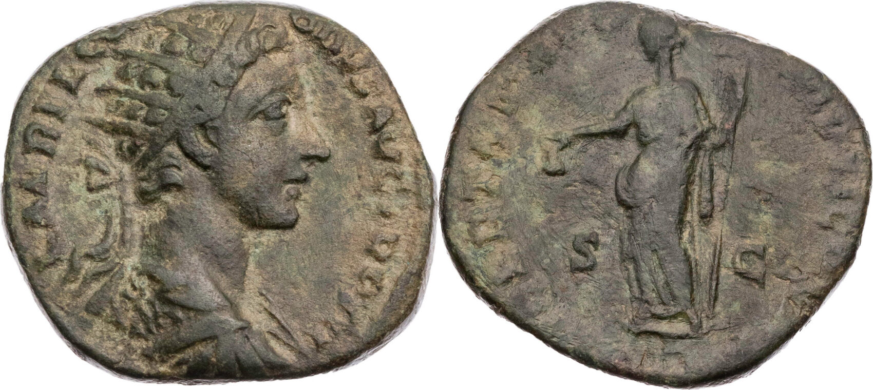 Römische Kaiserzeit Dupondius 178 n. Chr. Commodus, Büste / Libertas ...