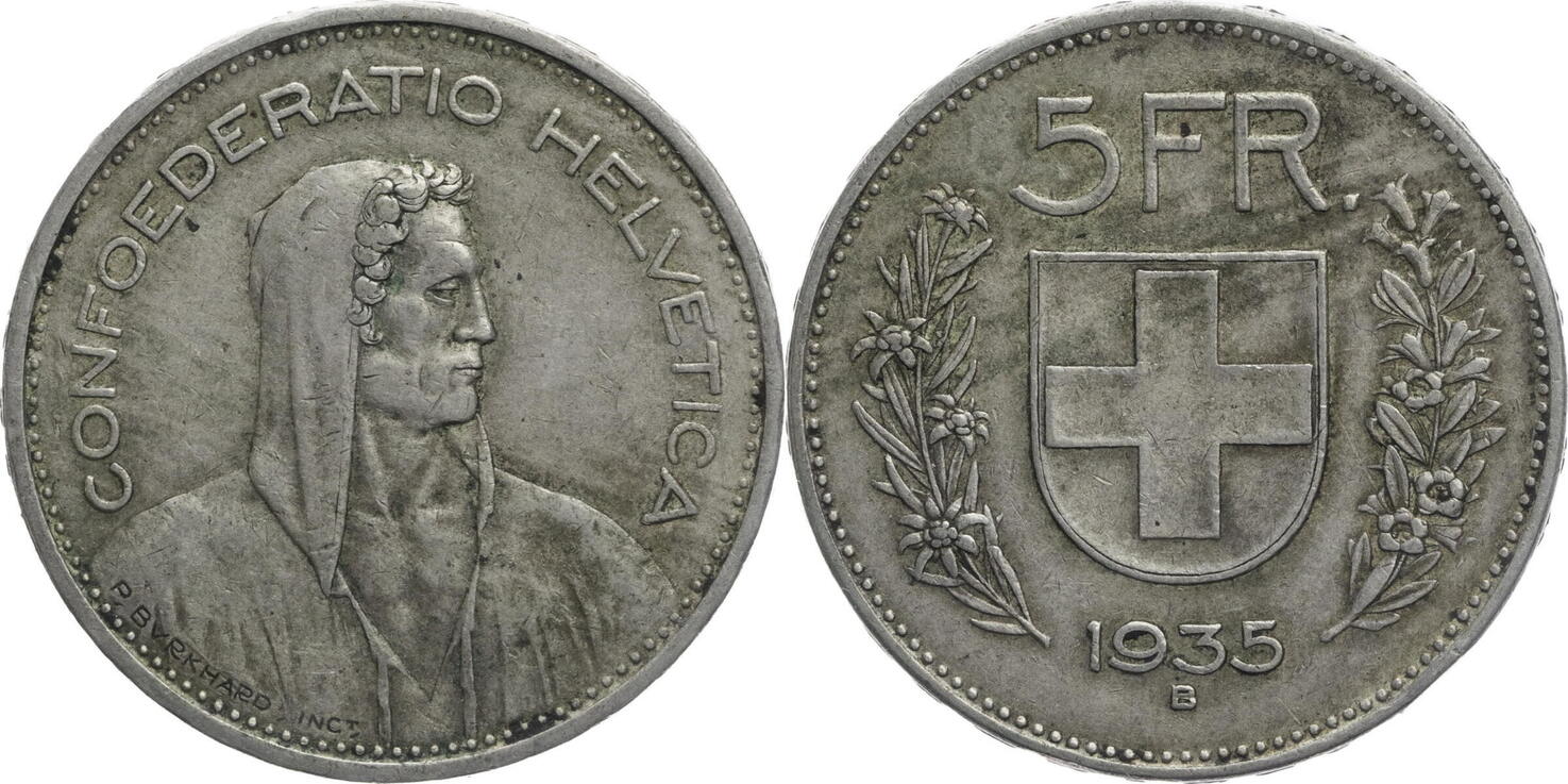 Schweiz 5 Franken 1935 B Herdsman VF | MA-Shops