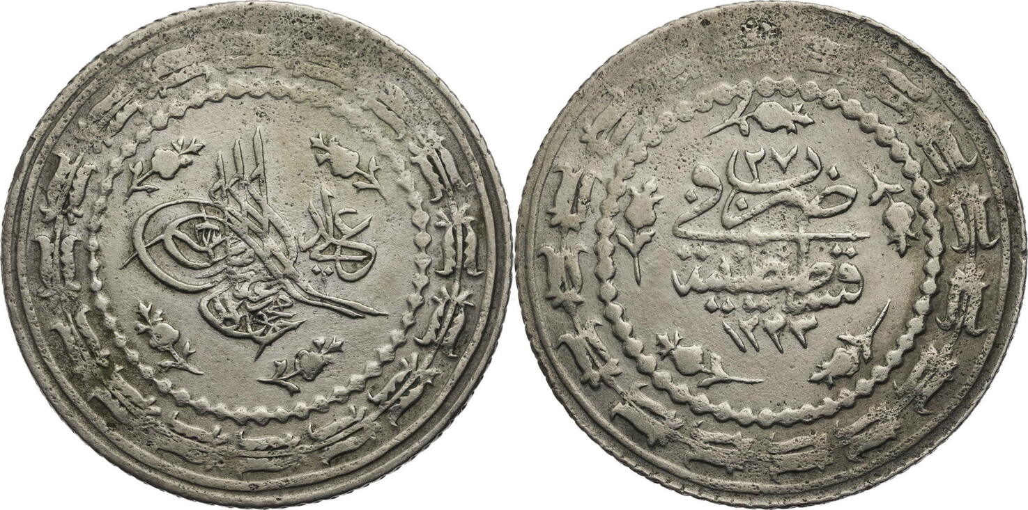 Osmanisches Reich 1 1/2 Kurus 1834 (1223/27) Mahmud II. (1808-1839) - Kursmünze (1833-1839) VF ...