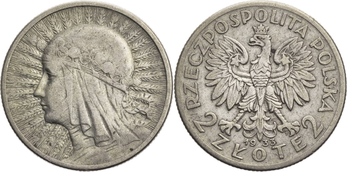 Polen 2 Zloty 1933 MW Kursmünze (1932-1934) VF | MA-Shops