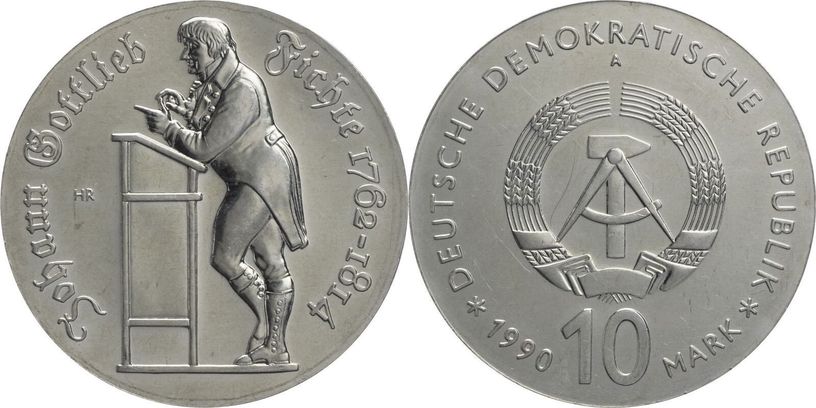 DDR 10 Mark 1990 Zum 175. Todestag von Johann Gottlieb Fichte EF | MA-Shops