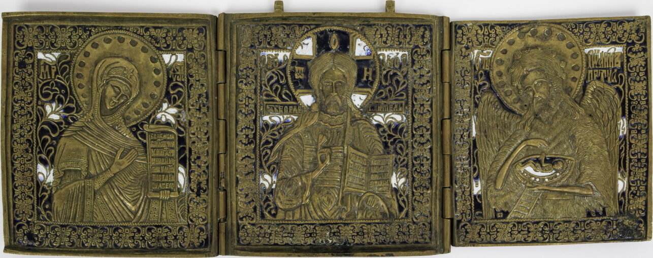 Russland Ikone o.J. Triptychon - Patriarchenkreuz vor Jerusalem VF-EF | MA-Shops