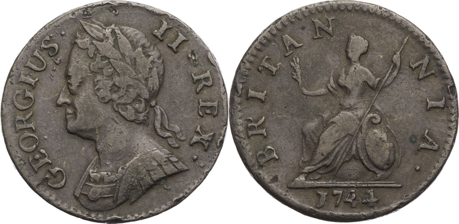 Großbritannien 1 Farthing 1744 George II. (1727-1760) - Kursmünze ...