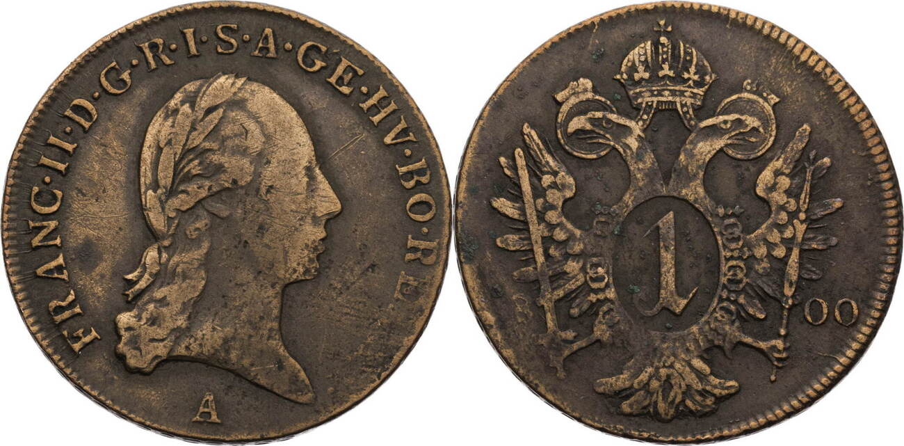RDR, Haus Habsburg 1 Kreuzer 1800 A Franz II. (1792-1806) F-VF | MA-Shops