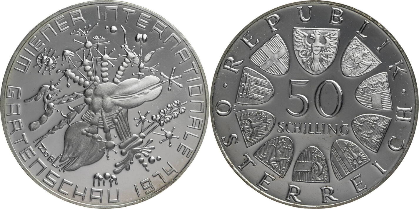 Österreich 50 Schilling 1974 Wiener Internationale Gartenschau Proof | MA-Shops