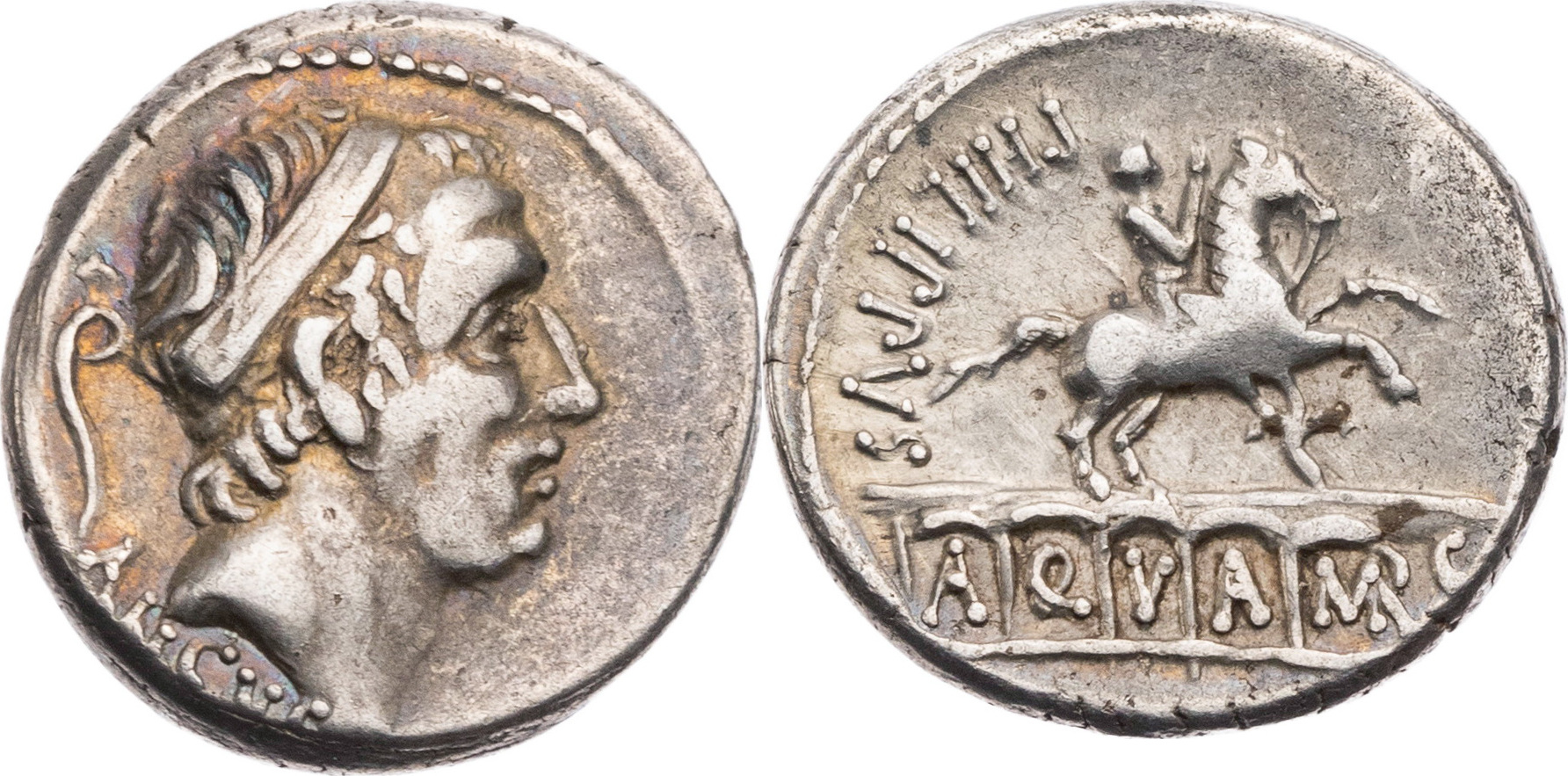 Römische Republik Denar 56 v. Chr. L. Marcius Philippus, Kopf des Ancus ...