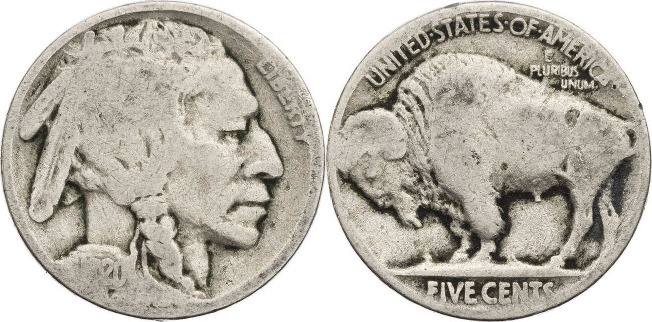 USA 5 Cents 1920 Buffalo Nickel - Kursmünze (1913-1938) F | MA-Shops