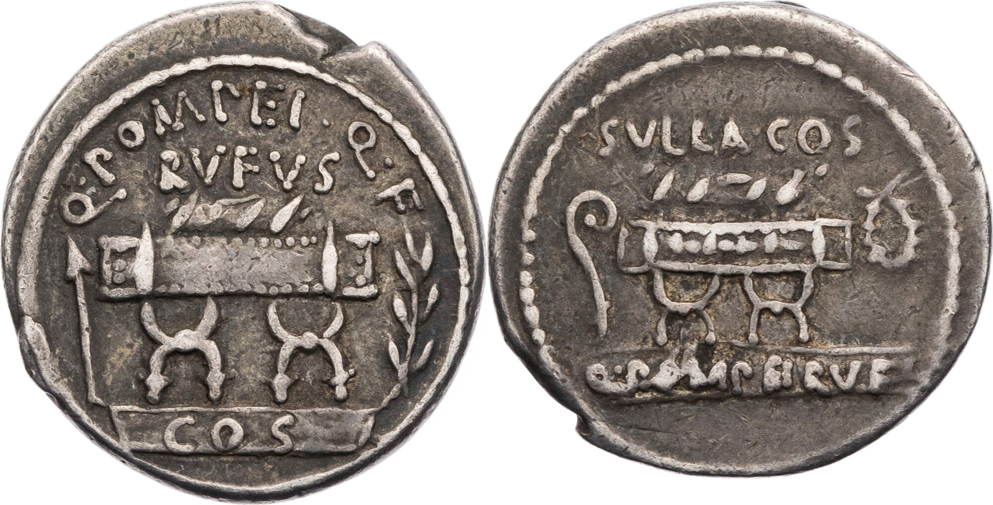 Römische Republik Denar 54 v. Chr. Q. Pompeius Rufus schöne dunkle ...