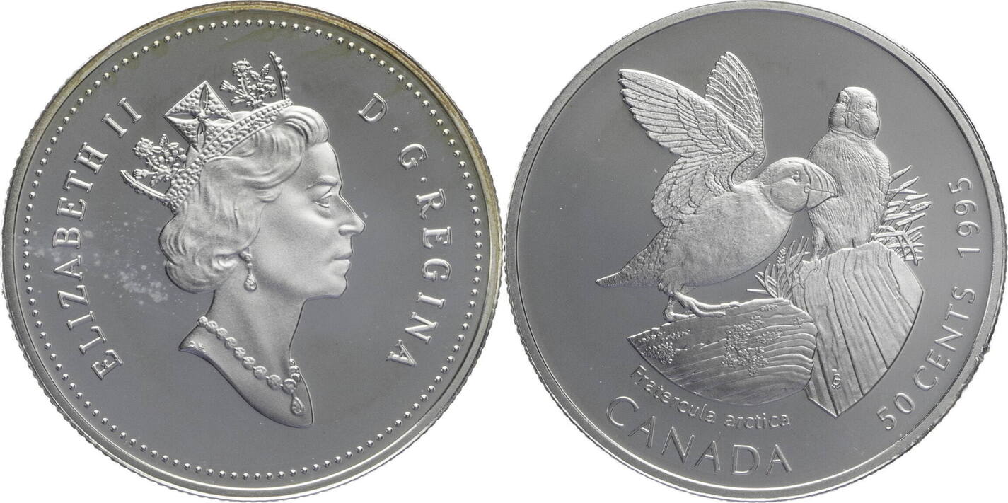 Kanada 50 Cents 1995 Birds of Canada Series - Atlantic Puffin Proof ...