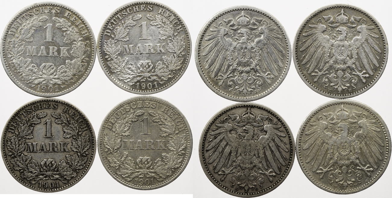 Deutschland - Kaiserreich 4 Mark (4 x 1 Mark) 1901 EFGJ 1901 kompletter ...