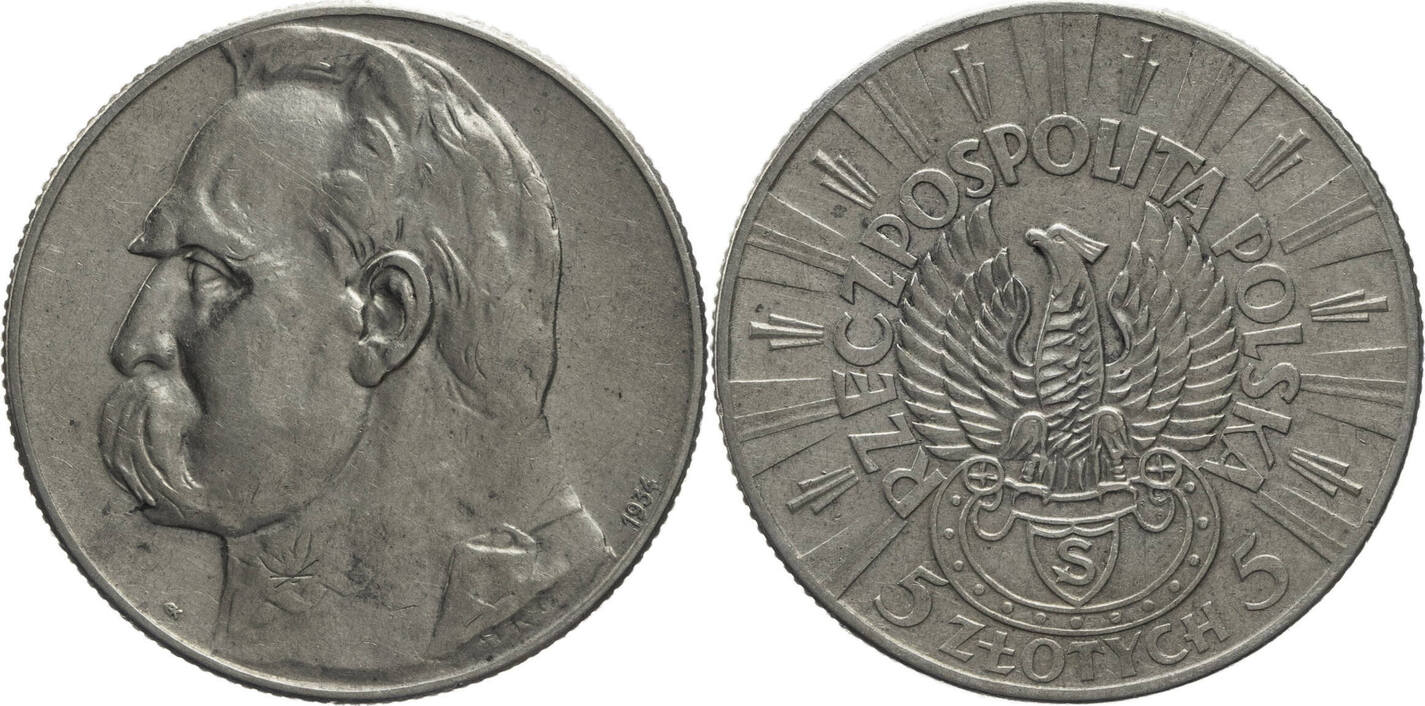 Polen 5 Zloty 1934 Jozef Pilsudski VF-EF | MA-Shops