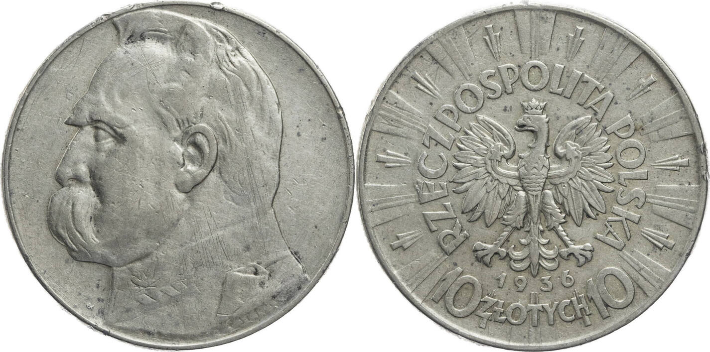 Polen 10 Zloty 1936 Jozef Pilsudski VF | MA-Shops