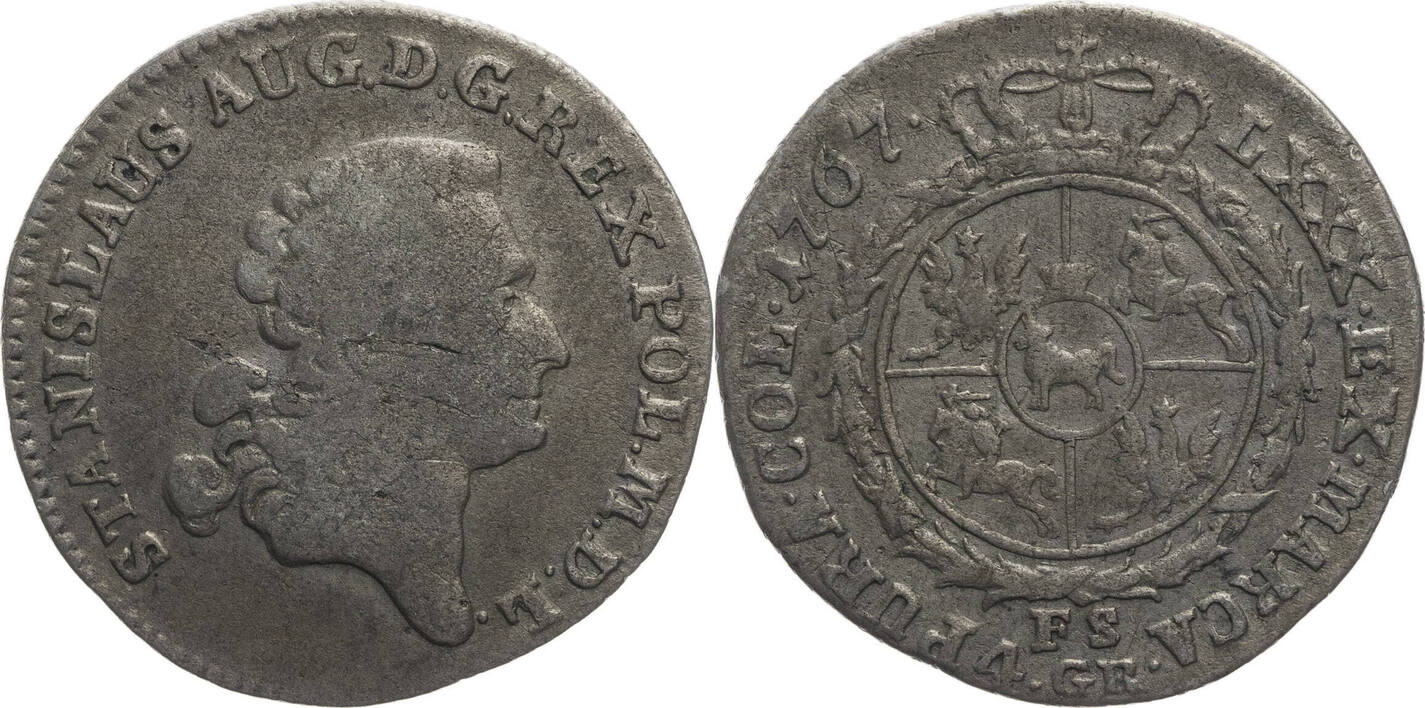 Polen 4 Groschen 1767 FS Stanisław II. Augustus (1764-1795) F-VF | MA-Shops