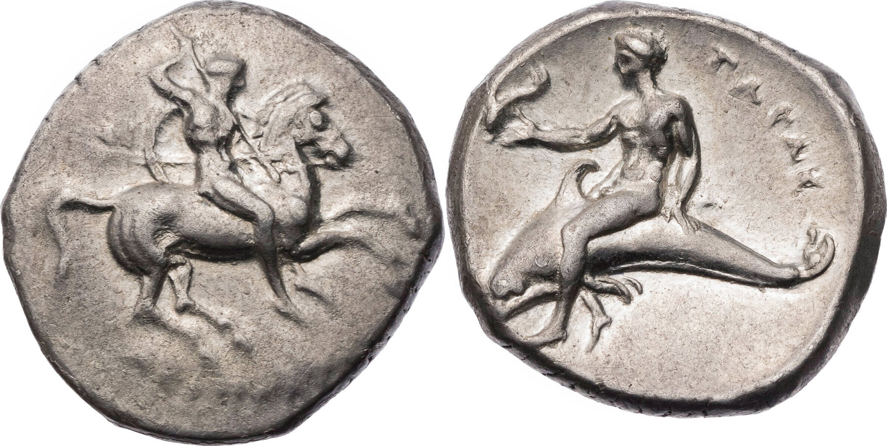 Kalabrien Didrachme/Nomos 302-280 v. Chr. Tarent, Krieger zu Pferd ...