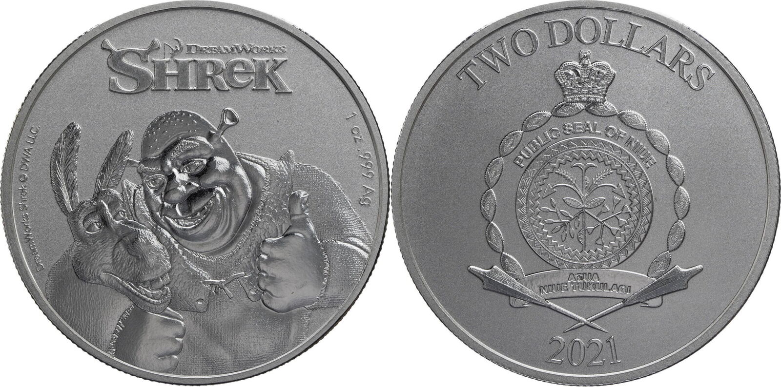 Niue 2 Dollars 2021 Shrek reverse proof | MA-Shops
