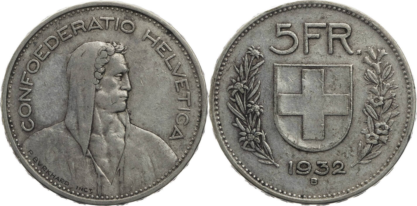 Schweiz 5 Franken 1932 B Herdsman VF | MA-Shops