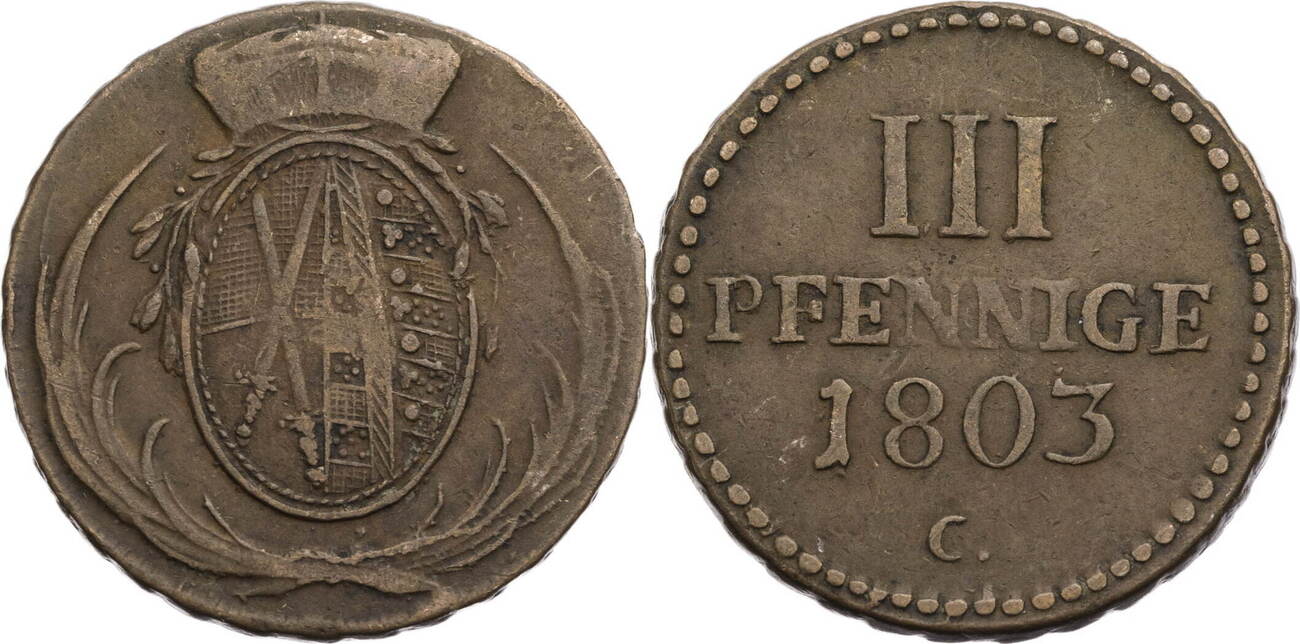 Sachsen, Albertinische Linie 3 Pfennige 1803 C Friedrich August III ...