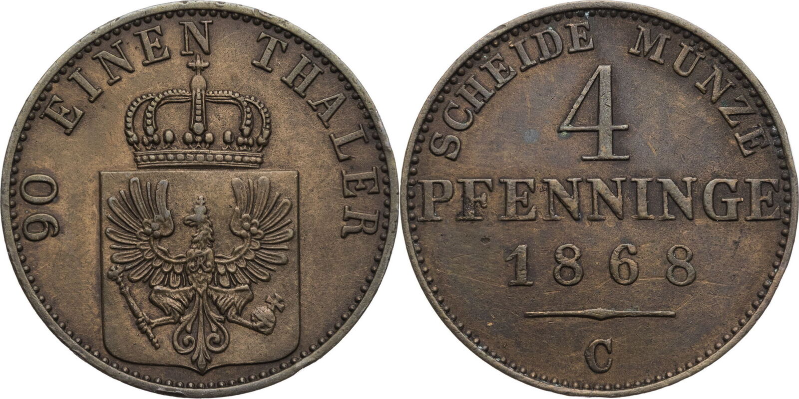 Preussen K nigreich 4 Pfenninge 1868 C Wilhelm I 1861 1888 Preussen K nigreich 4 Pfenninge 1868 C Wilhelm I 1861 1888