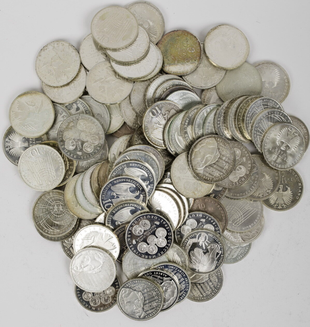 Bundesrepublik Deutschland 1000 DM div. Lot von 100 Gedenkmünzen á 10 ...