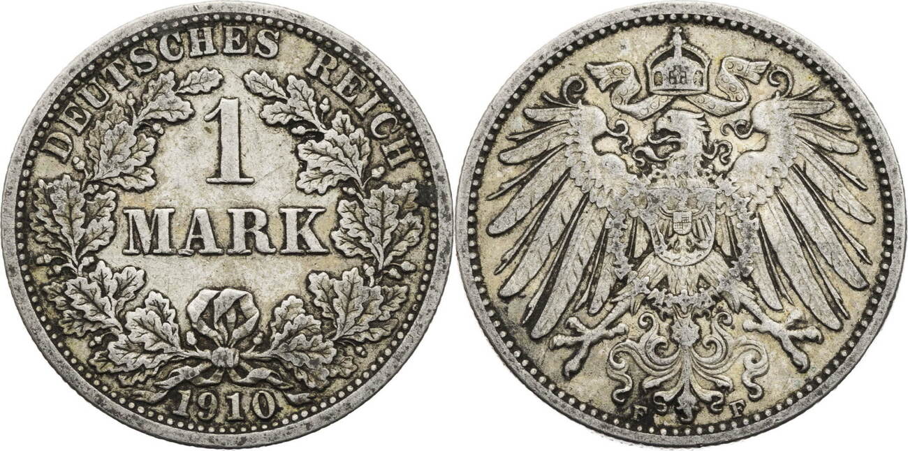 Kaiserreich 1 Mark 1910 F Kursmünze (1891-1916) VF | MA-Shops