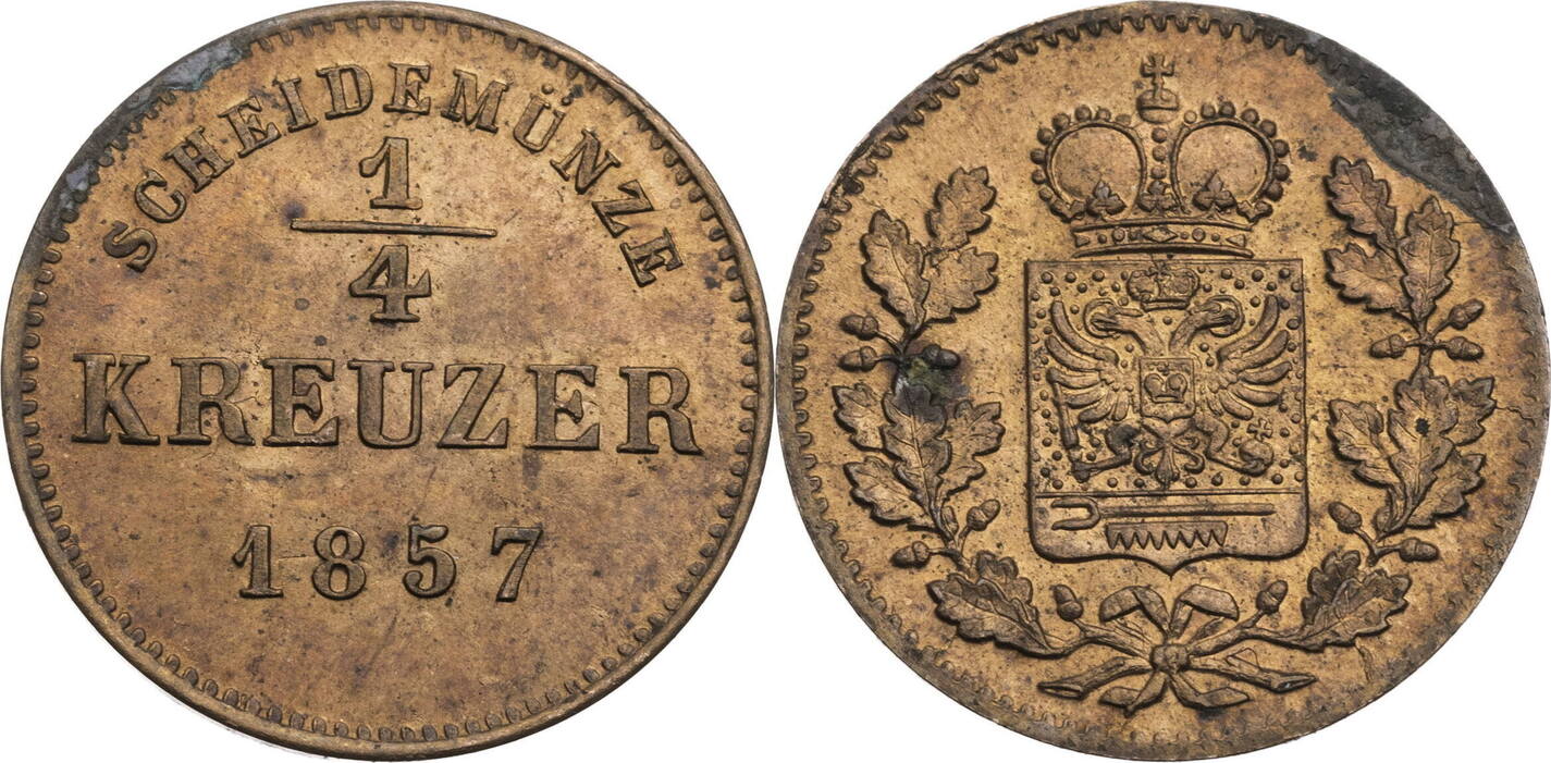 Schwarzburg-Rudolstadt, Fürstentum ¼ Kreuzer 1857 Friedrich Günther ...