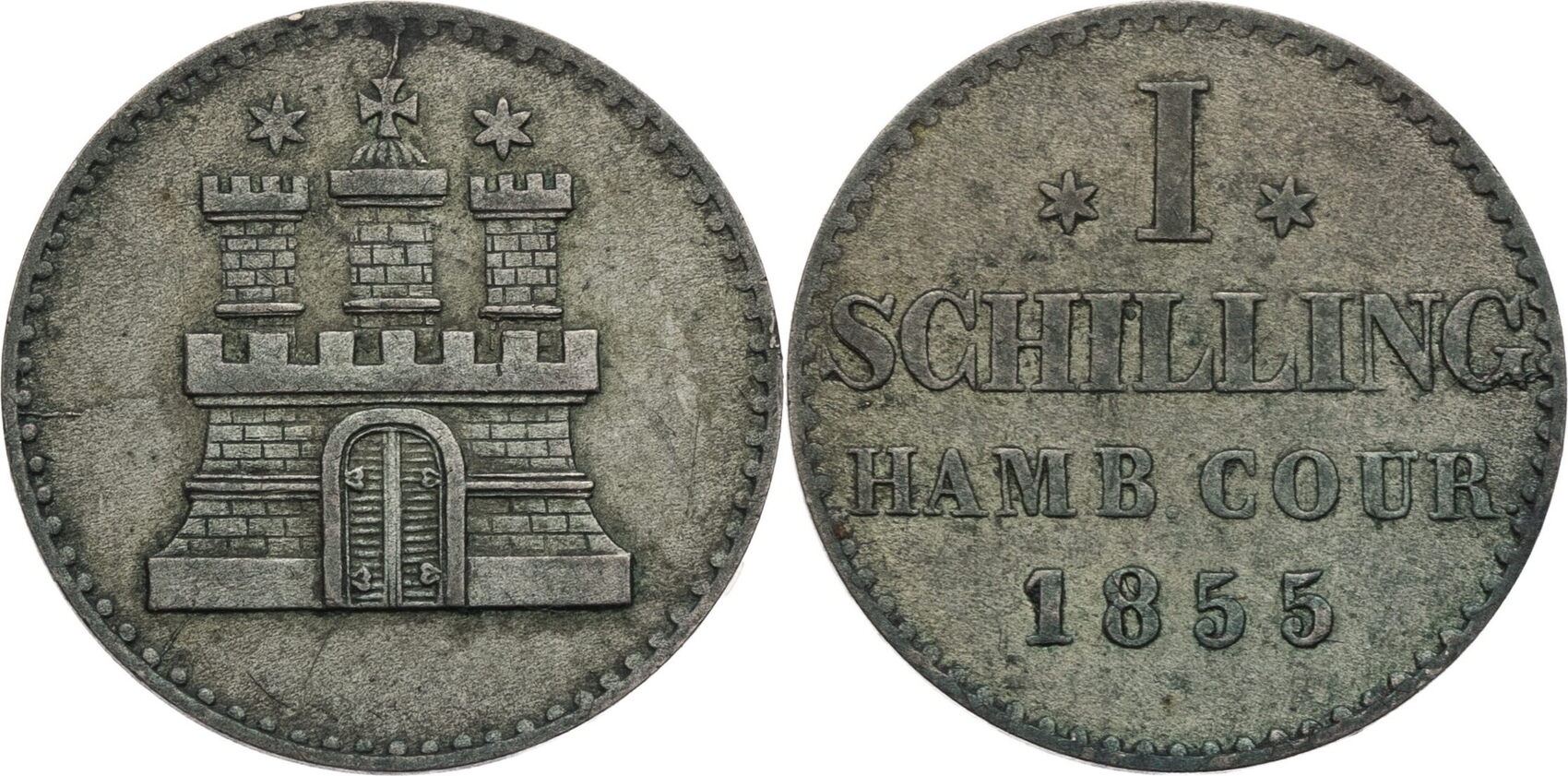 Hamburg, Stadt 1 Schilling 1855 | MA-Shops