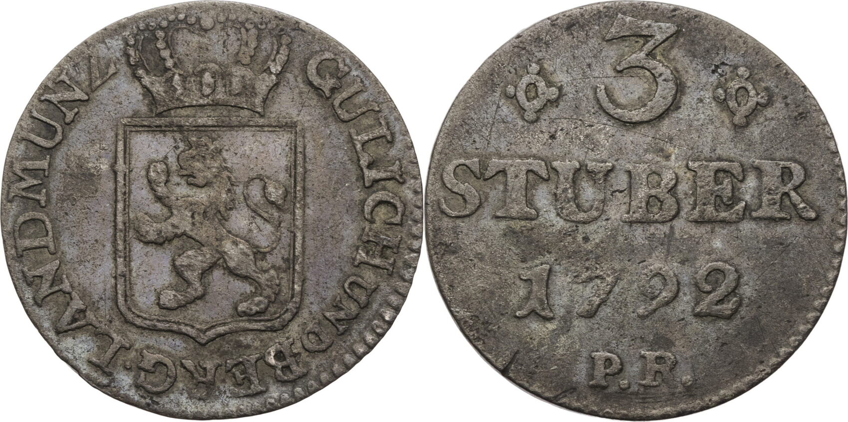 Jülich-Berg 3 Stuber 1792 PR Karl Theodor (1742-1799) VF | MA-Shops
