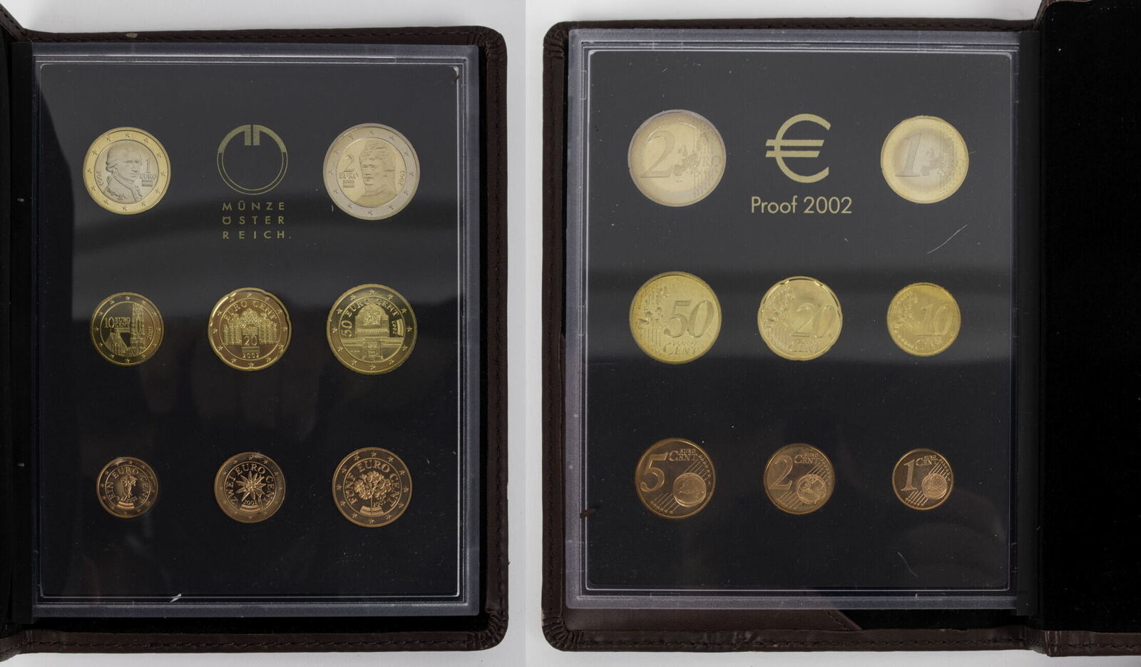 Österreich 3,88 Euro 2002 official coin set proof Proof im Orig. Folder ...