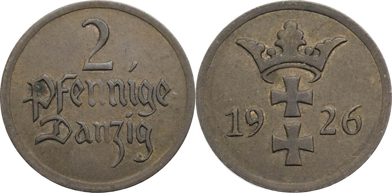 Danzig 2 Pfennige 1926 Kursmünze (1923-1937) VF | MA-Shops