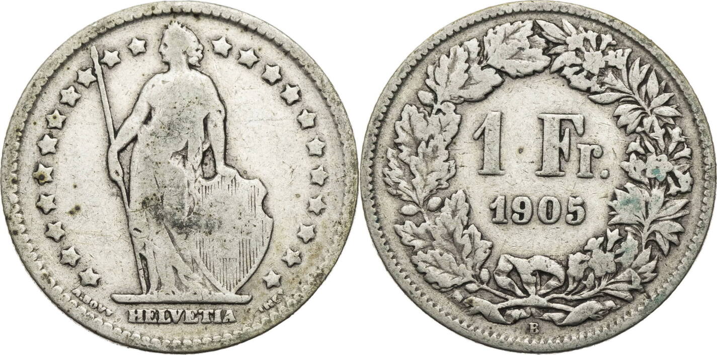 Schweiz 1 Franken 1905 B Helvetia - Kursmünze (1875-1967) F | MA-Shops