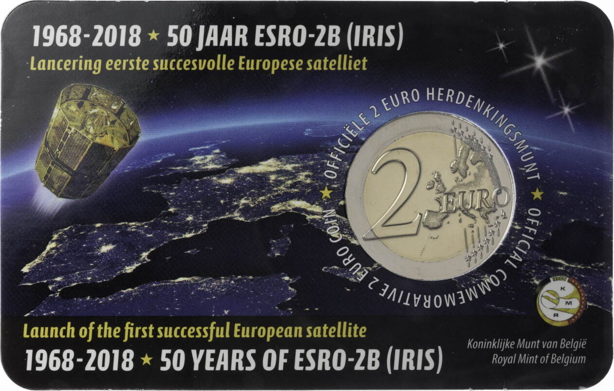 Belgien 2 Euro 2018 50th Anniversary of launched satellite ESRO-2B BU ...