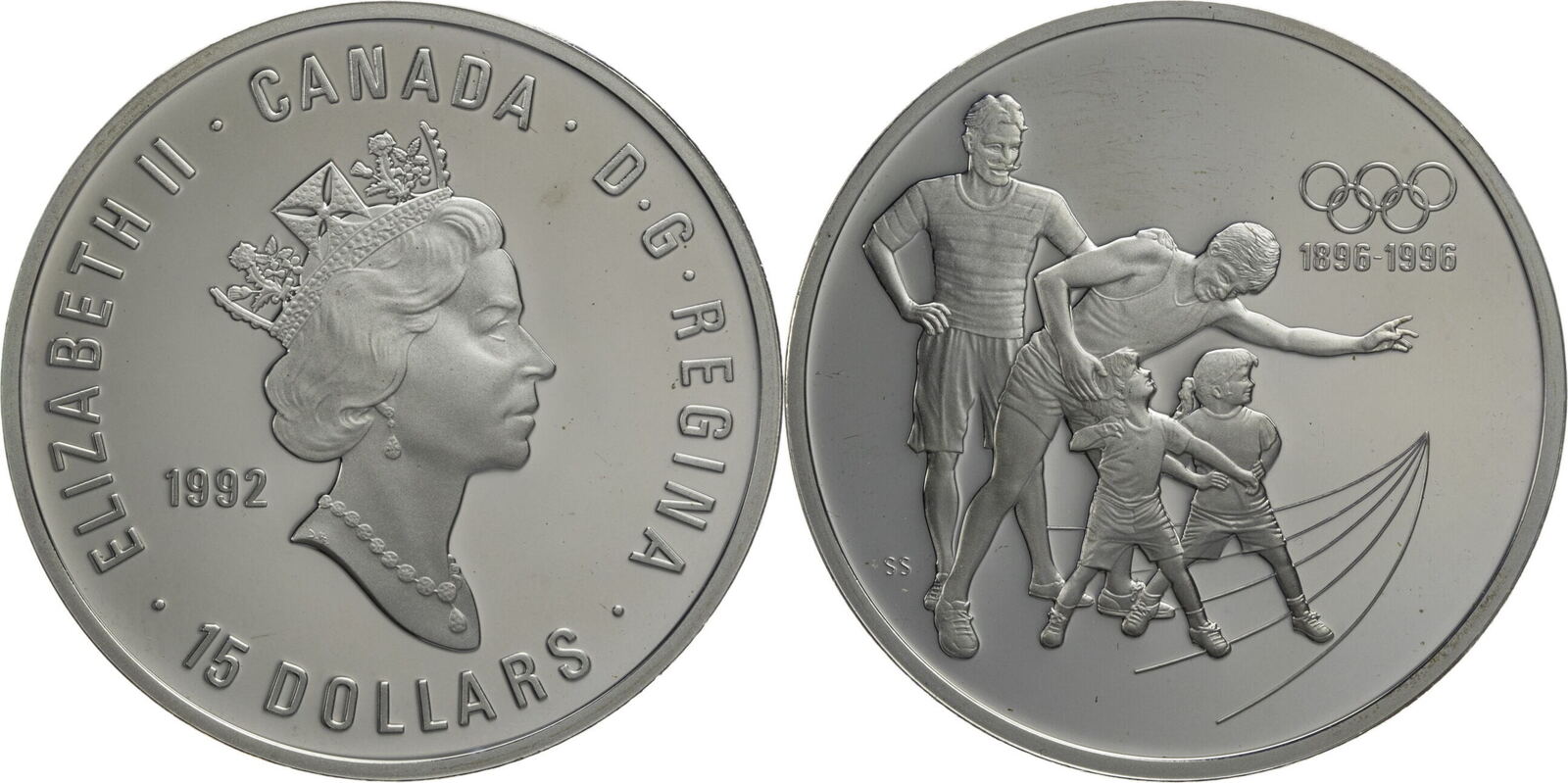Kanada 15 Dollars 1992 Elizabeth II - 100th Anniversary of the Olympic ...
