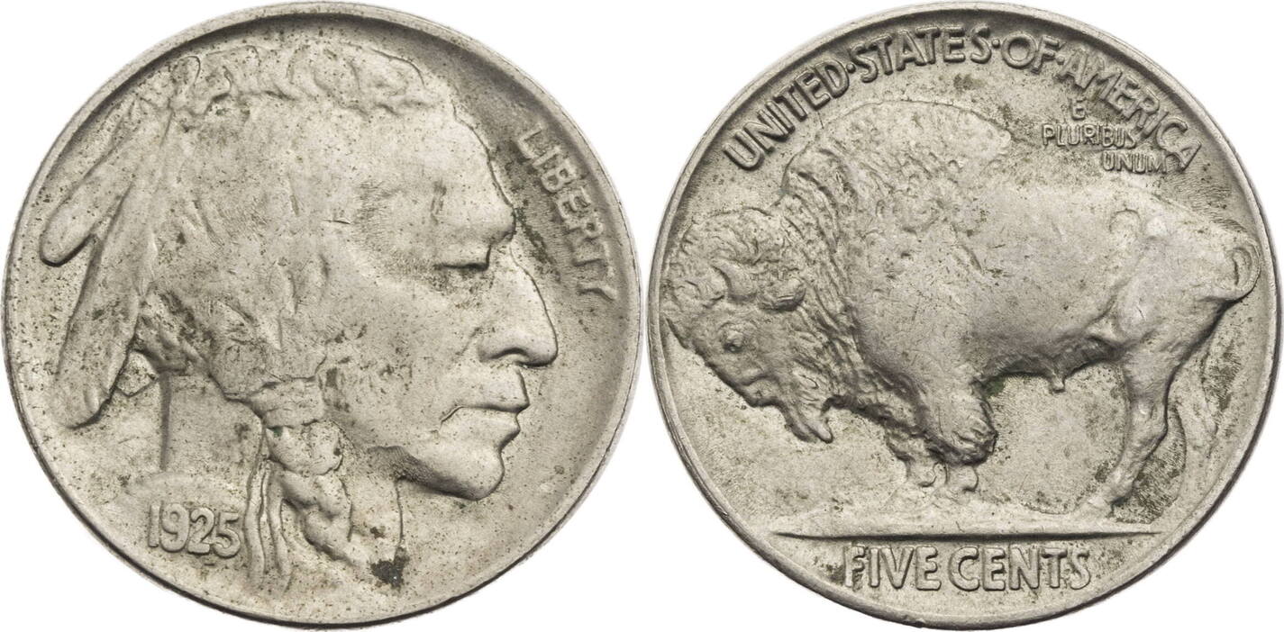USA 5 Cent 1925 Buffalo Nickel - Kursmünze (1913-1938) VF | MA-Shops