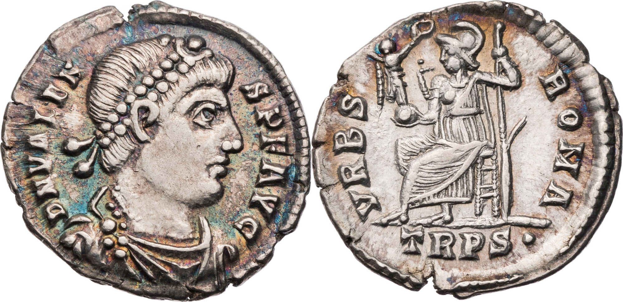 Römische Kaiserzeit Siliqua 367-378 n. Chr. Valens, Trier, Büste / VRBS ...