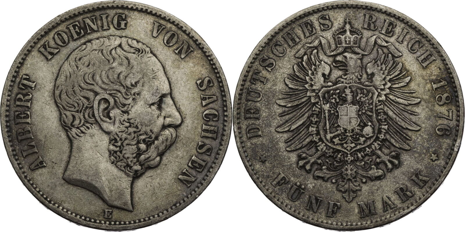 Kaiserreich, Sachsen 5 Mark 1876 E Albert (1873-1902) - Kursmünze (1875 ...