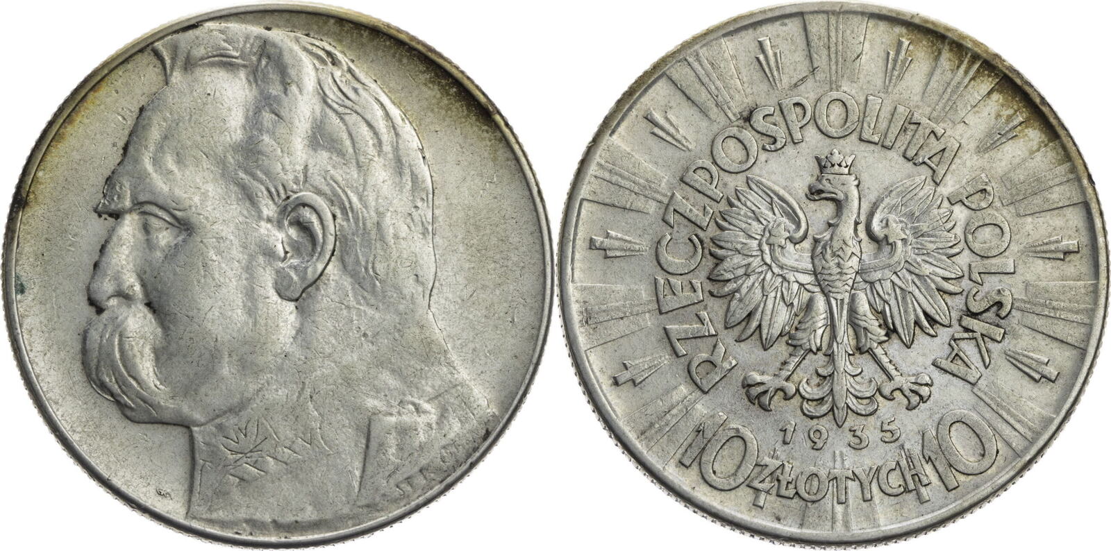 Polen 10 Zlotych 1935 Józef Piłsudski - Kursmünze (1934-1939) VF | MA-Shops