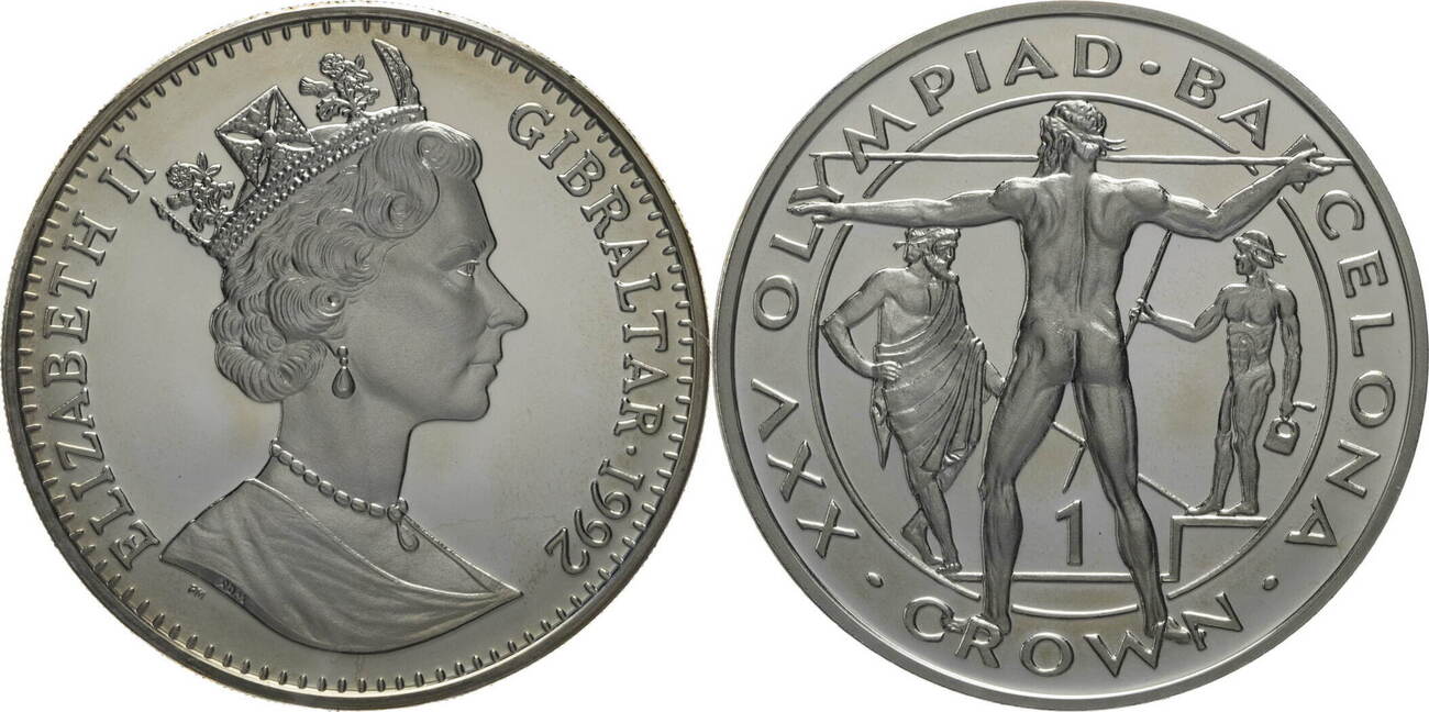 Gibraltar 1 Crown Elizabeth II. - Olympische Spiele 1992 in Barcelona ...
