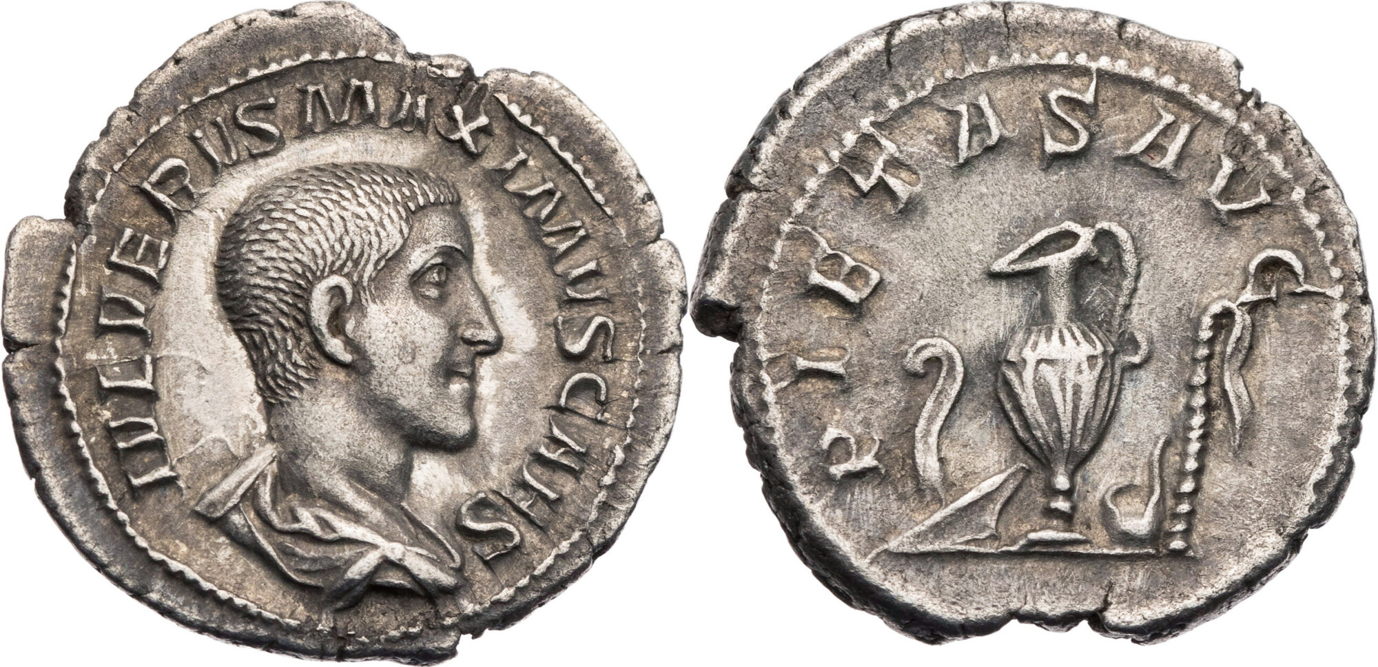Römische Kaiserzeit Denar 236 n. Chr. Maximus Caesar, Büste / PIETAS ...