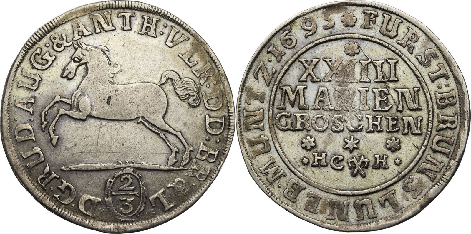 Braunschweig-Wolfenbüttel 24 Mariengroschen 1695 HCH Rudolf August und ...