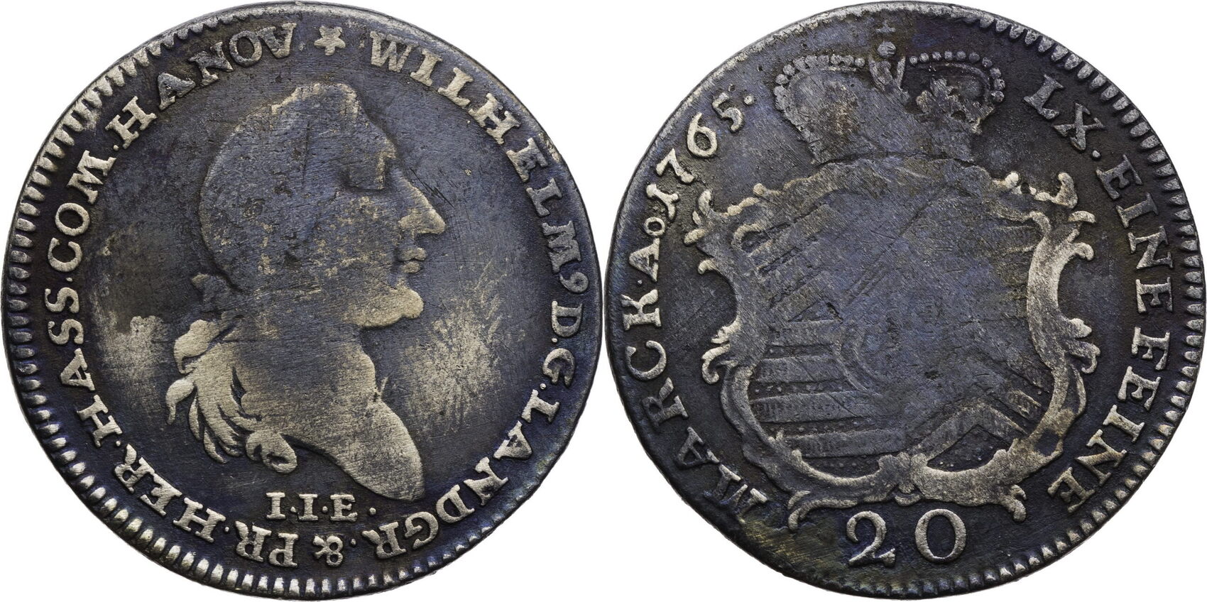 Hanau-Münzenberg 20 Kreuzer 1765 IIE Wilhelm IX. (1760-1785) F-VF | MA ...