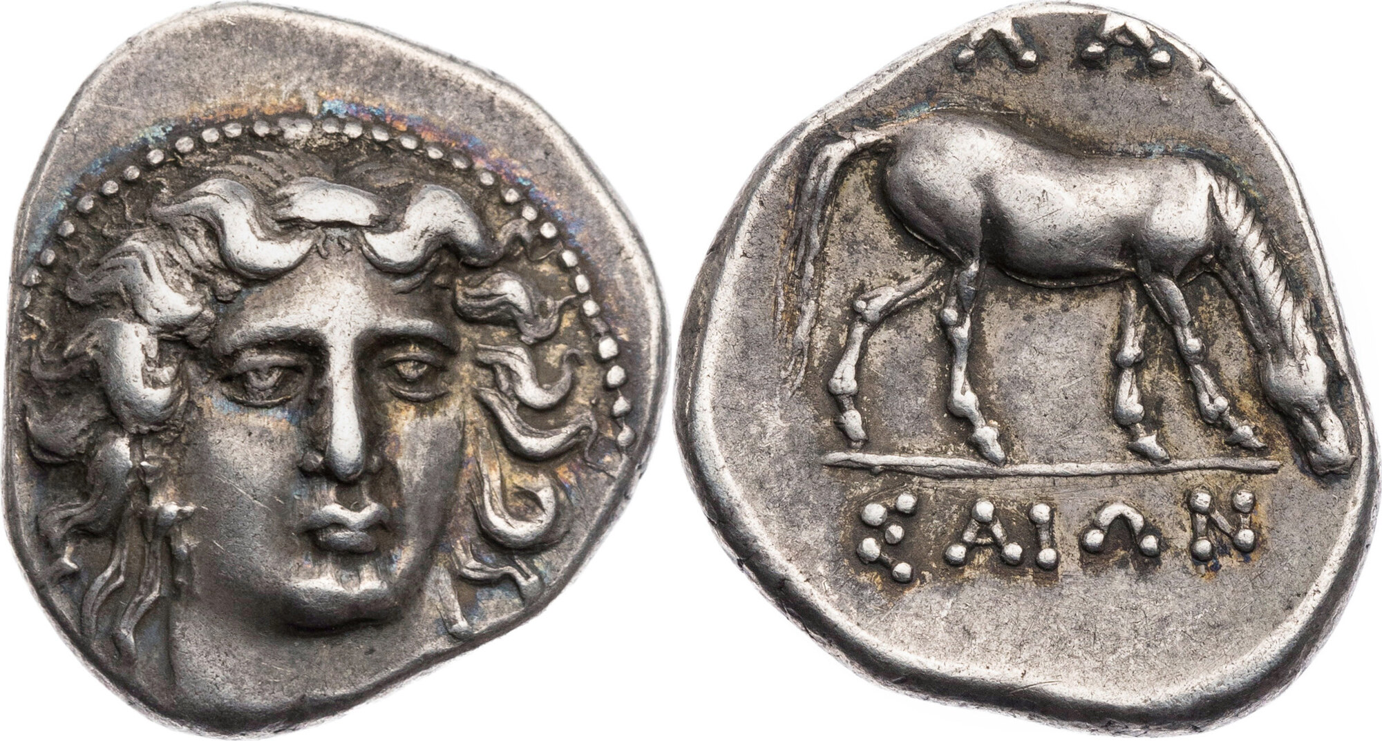 Thessalien Drachme 380-365 v. Chr. Larissa, Kopf der Nymphe Larissa ...