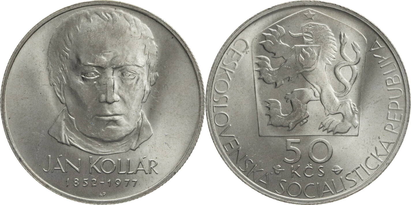 Tschechoslowakei 50 Korun 1977 Auf den 125. Geburtstag von Jan Kollár ...