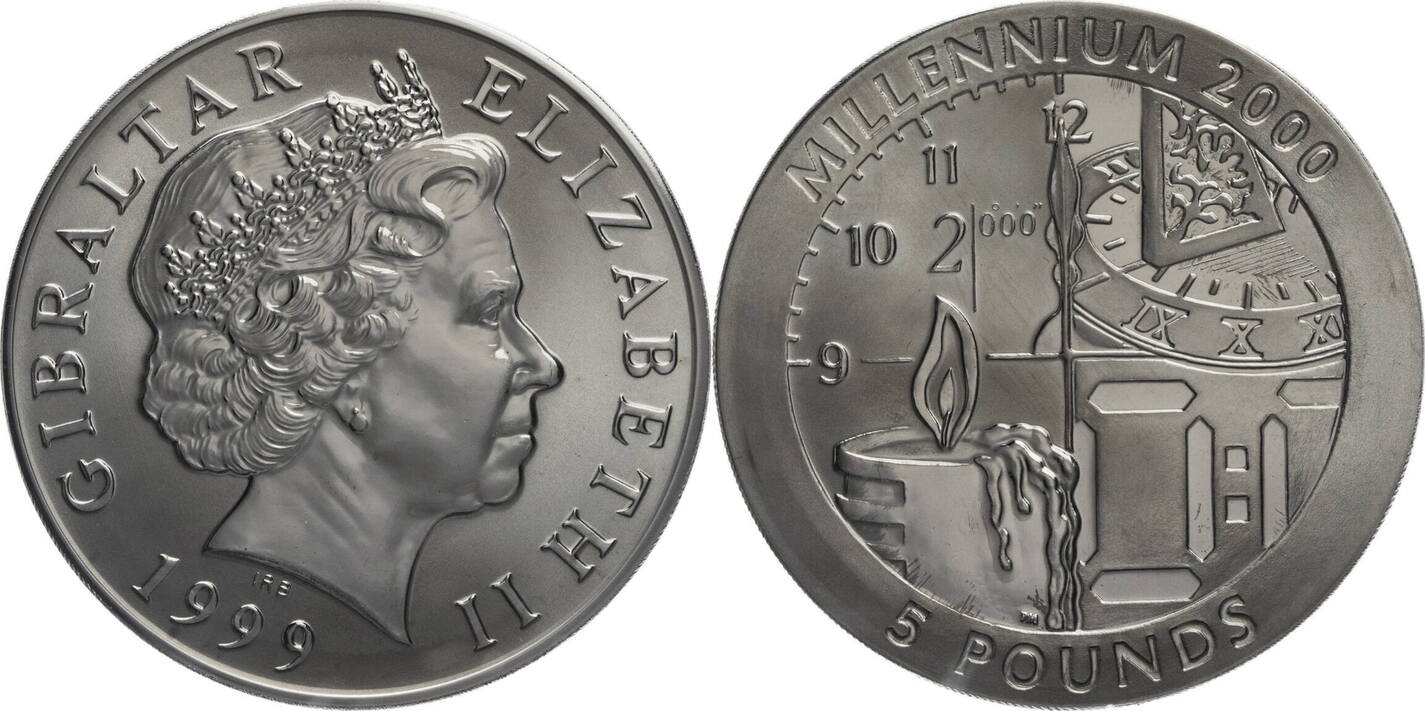Gibraltar 1 Crown 1999 Elizabeth II. (1952-2022) - Millennium 2000 ...