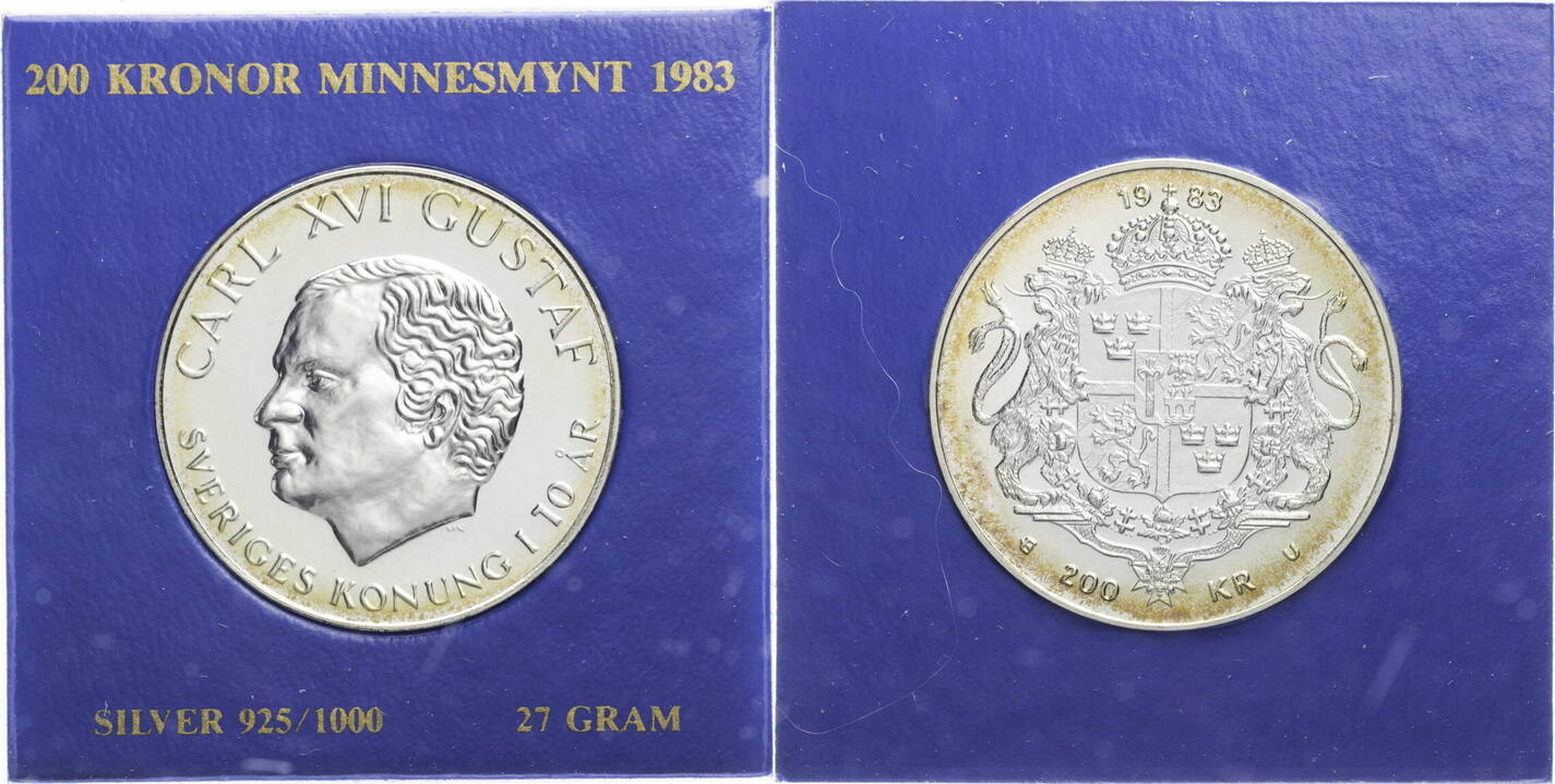 Schweden 200 Kronor 1983 E Carl XVI. Gustaf - 10 years of Reign EF | MA ...