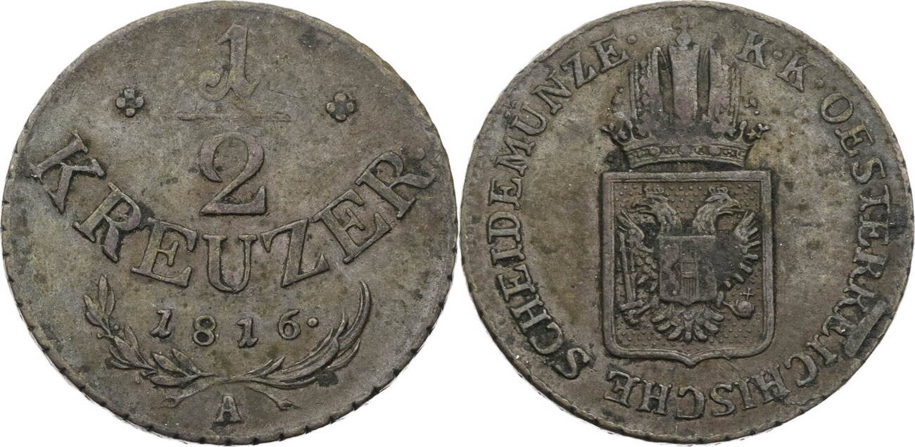 RDR, Habsburg ½ Kreuzer 1816 A Franz II. (I.) (1792-1835) - Kursmünze VF | MA-Shops