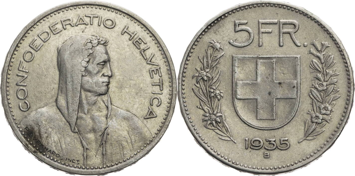 Schweiz 5 Franken 1935 B Herdsman VF | MA-Shops