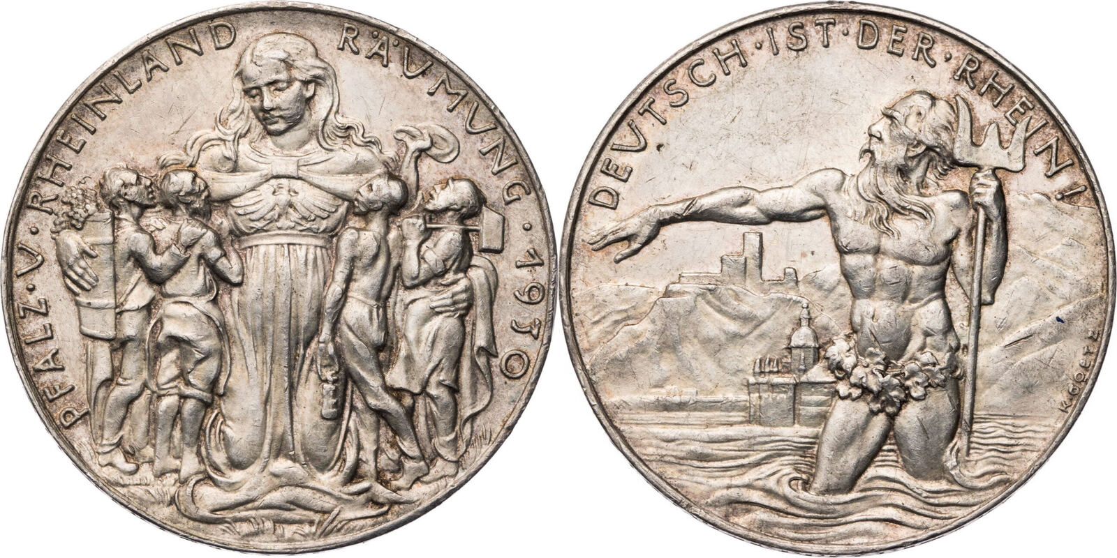 Weimarer Republik Medaille Pfalz und Rheinland Räumung 1930 (von K ...