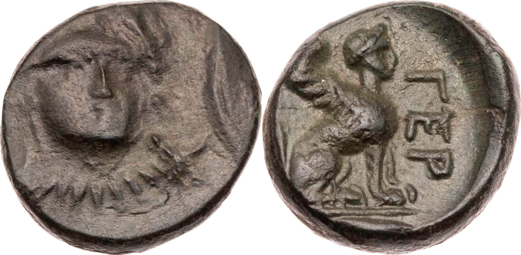 Troas AEs 400-241 v. Chr. Gergis, Kopf der Sibylle Herophile / Sphinx ...