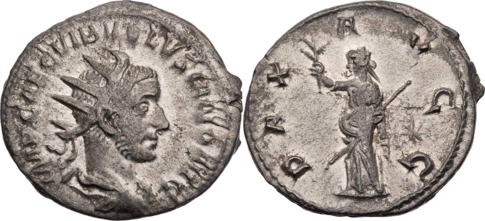 Römische Kaiserzeit Antoninian 251-253 n. Chr. Volusianus, Büste / PAX ...